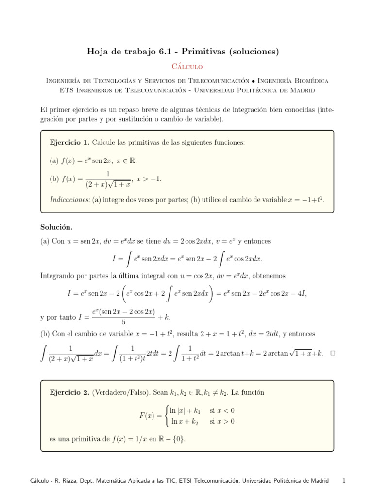 integrales primitivas | PDF | Integral | Raíz cuadrada