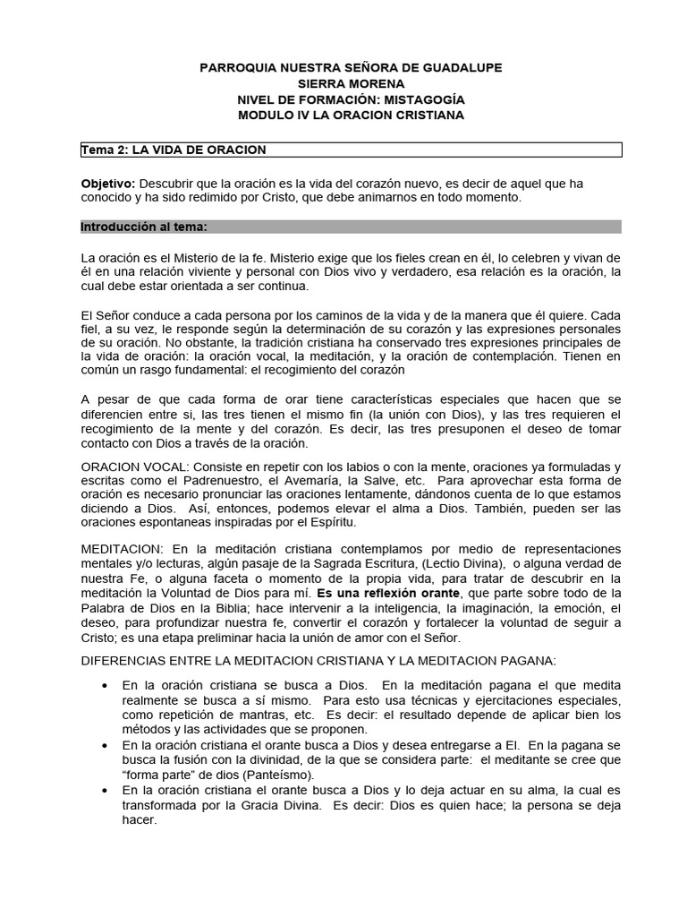T. 2 Modulo Iv v. La Vida de Oracion | PDF