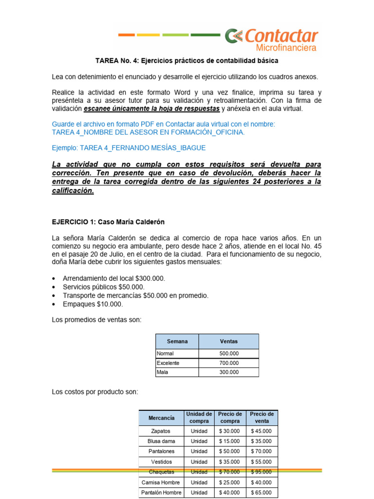 Tarea 4 Ejercicios Practicos de Contabilidad Basica | PDF