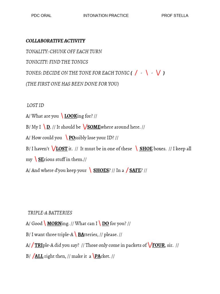 Intonation Practice for Students | PDF
