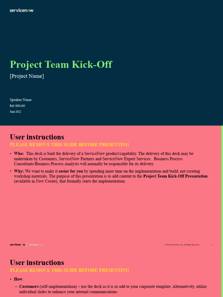 Project Team Kick-Off Presentation Template | PDF