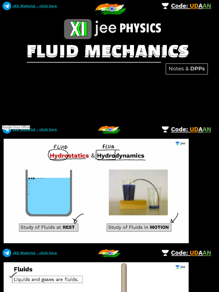 (Notes - Class 11) (Fluid Mechanics) - 17thjune | PDF | Mechanical ...