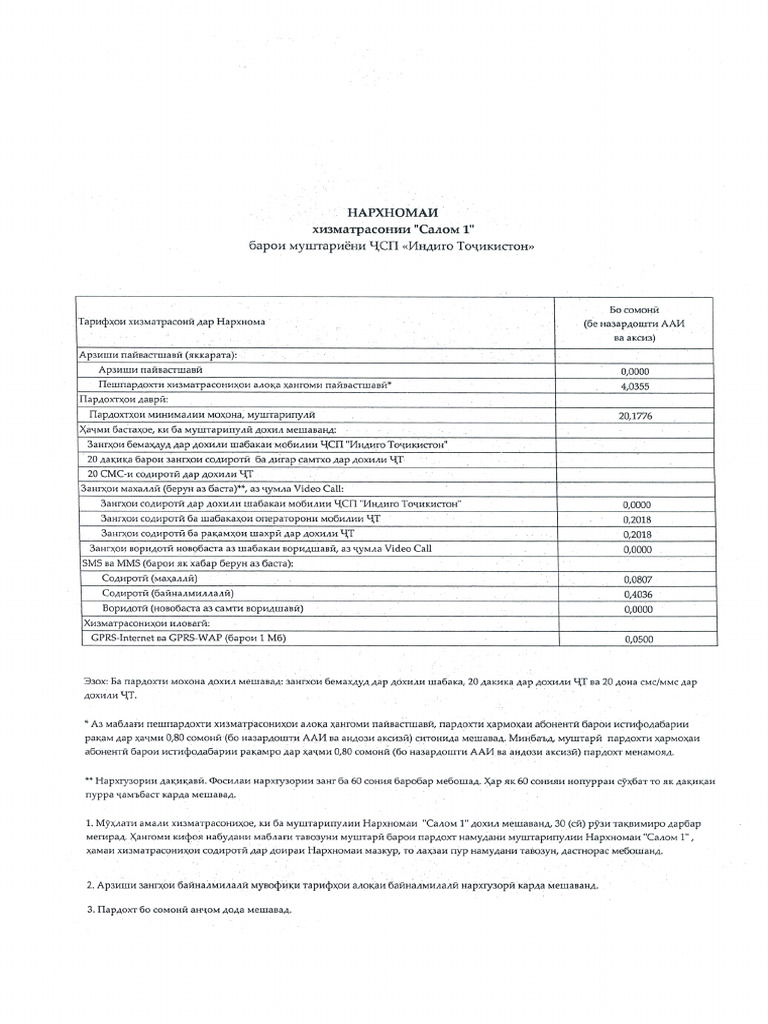 Tariff Document | PDF