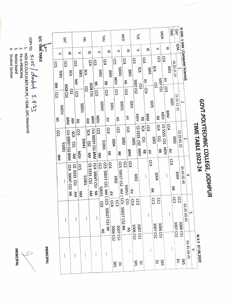 Time Table CS | PDF