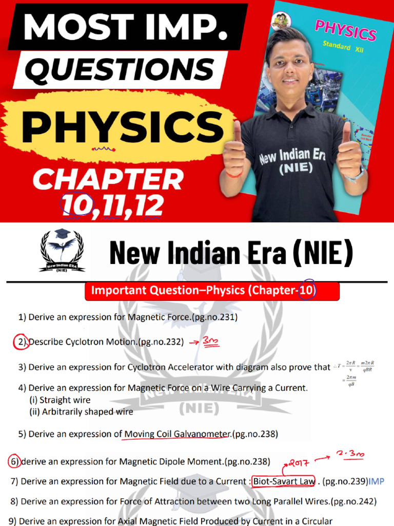 Imp Q. Phy CH 10,11,12 | PDF