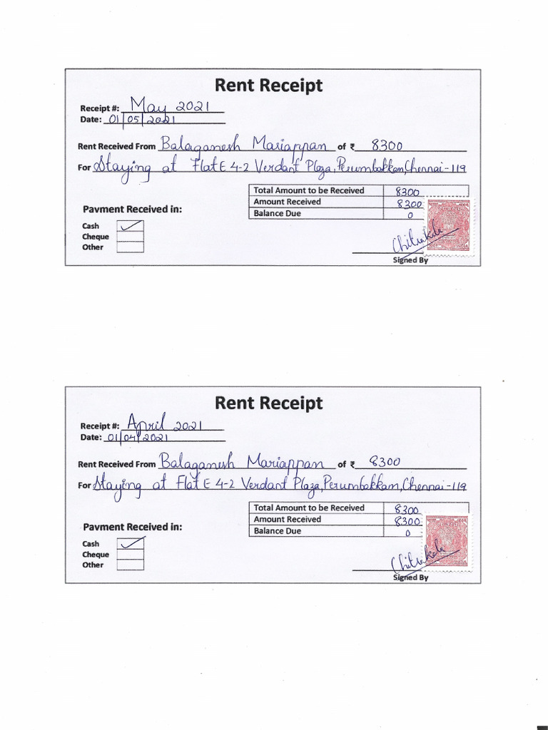 HRA Rent Receipt | PDF