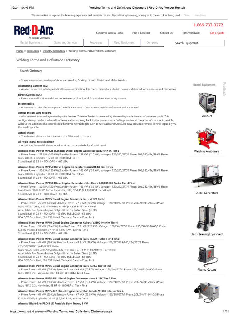 Welding Terms and Definitions Dictionary - Red-D-Arc Welder Rentals ...