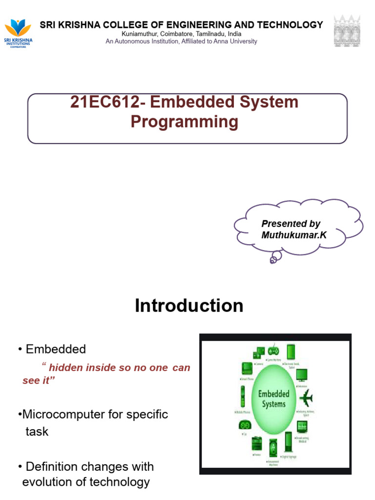 1.1 Functional Building Blocks of Embedded System | PDF
