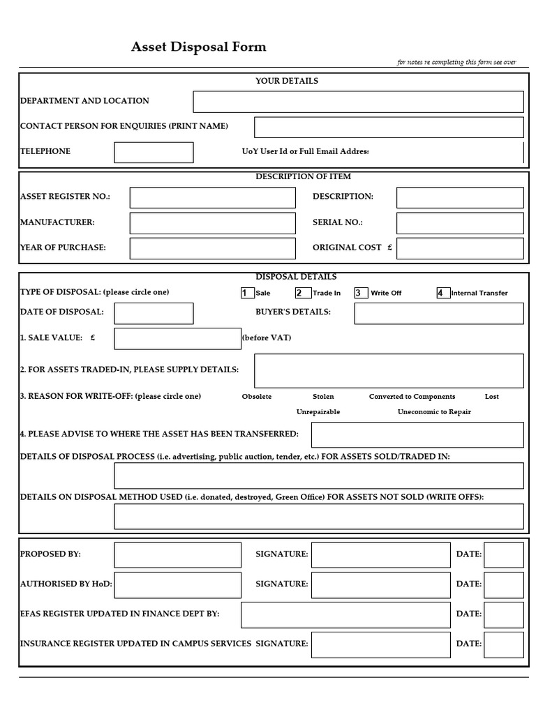 Asset Disposal Form | PDF | Waste Management | Waste