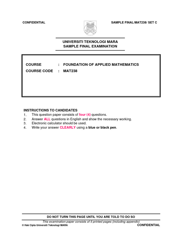 Applied Math Exam Guide | PDF