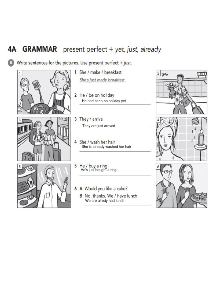 4A GRAMMAR Present Perfect (Yet, Just, Already)[1] Gmail | PDF