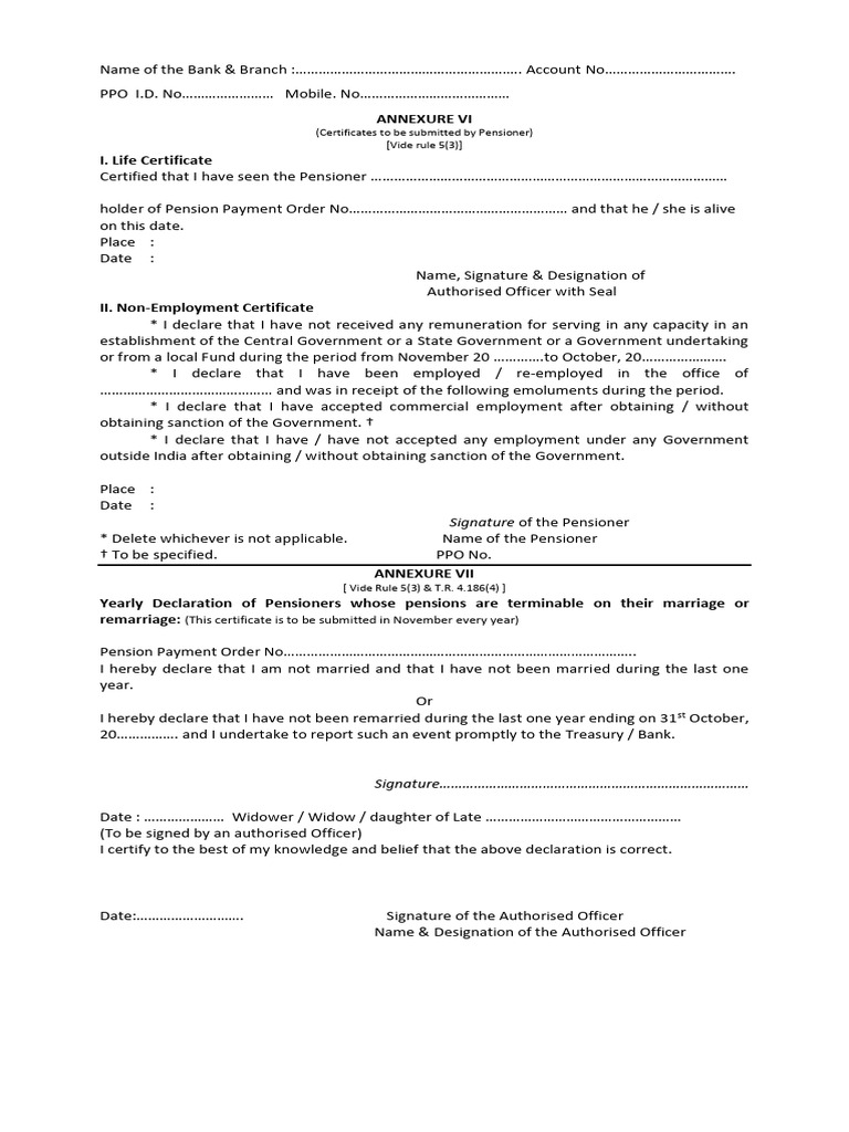 Life Certificate Form | PDF | Law