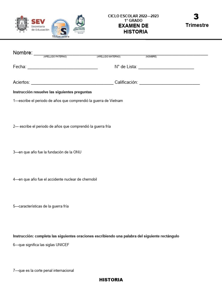 Historia Examen 3 T | PDF