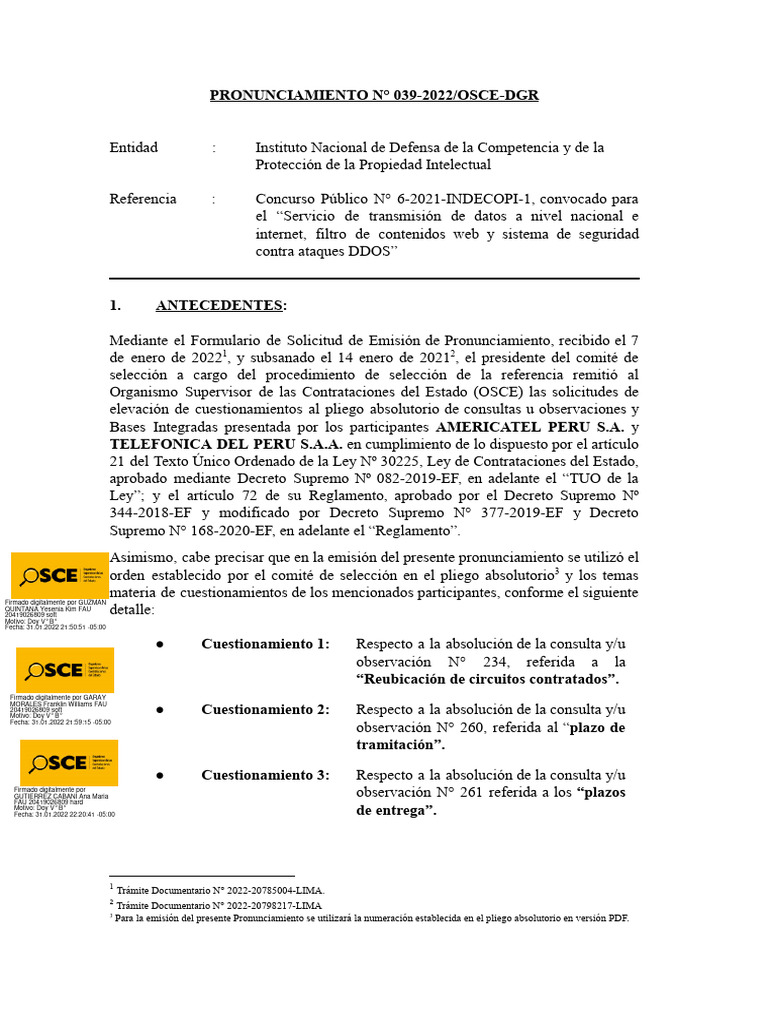 Pronunciamiento #039-2022 - Osce-Dgr PDF | PDF