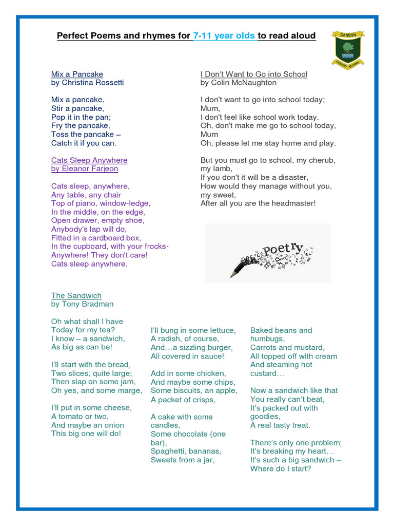 Perfect Poems and Rhymes For 7 11yr Olds | PDF