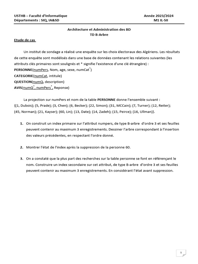 TD B-Arbre | PDF | Ordinateurs