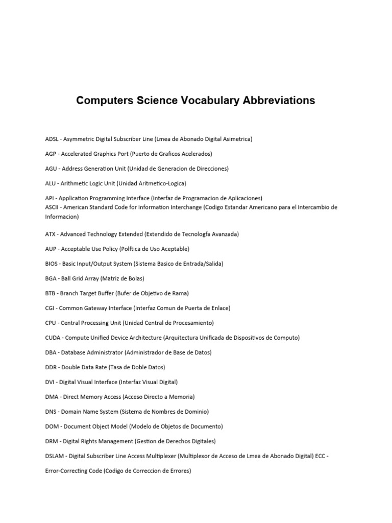 ACRONYMS - Computers-Science-Vocabulary | PDF | Internet | Memoria de ...