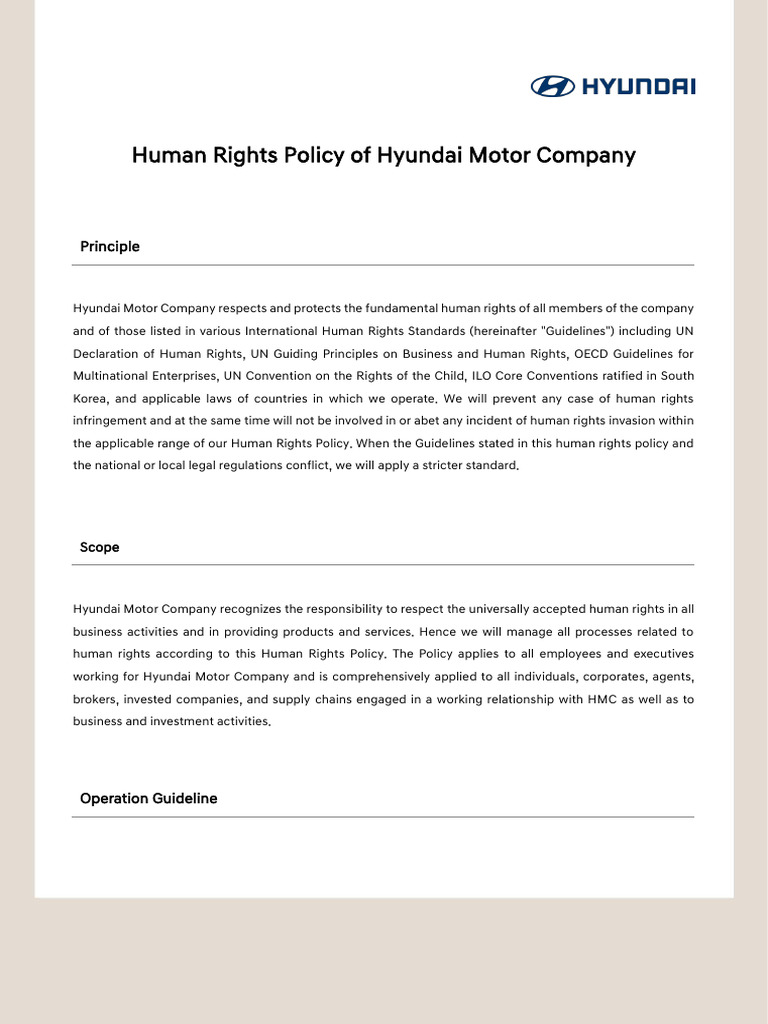 HMC Human Rights Policy v2 Eng | PDF | Employment | Labour Law