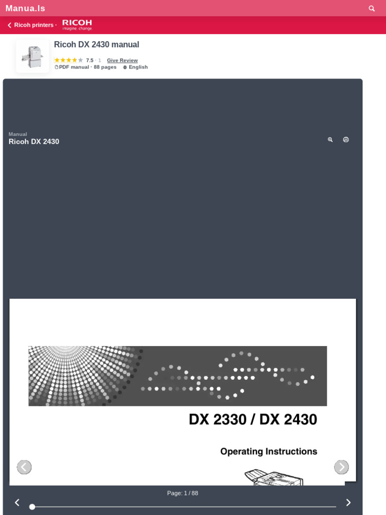 User Manual Ricoh DX 2430 (English - 88 Pages) | PDF | Computers ...