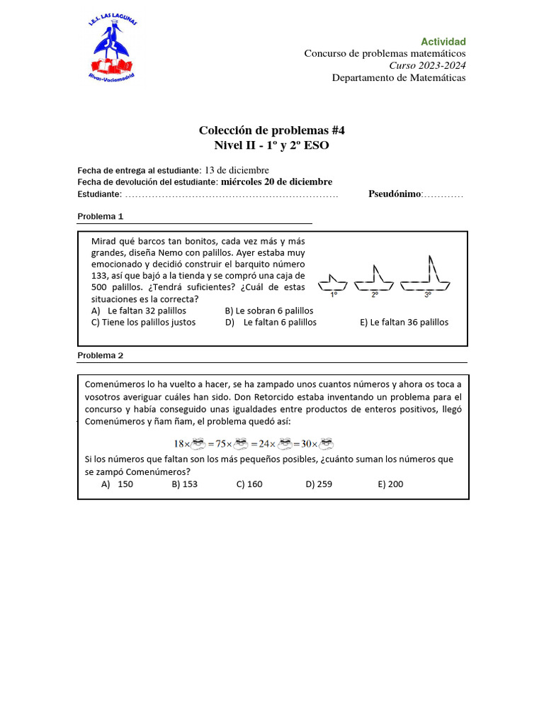 Colección Problemas #4 ALUMNOS | PDF