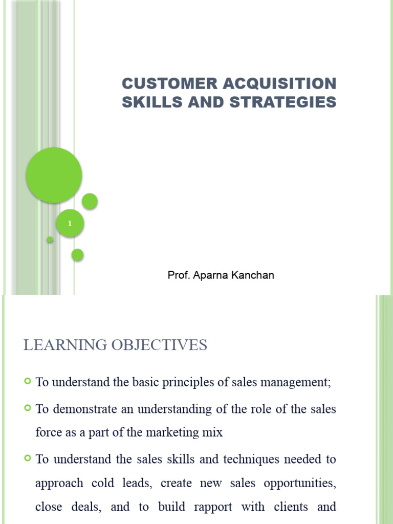 Chapter 7 - Customer Acquisition Skills and Strategies | PDF