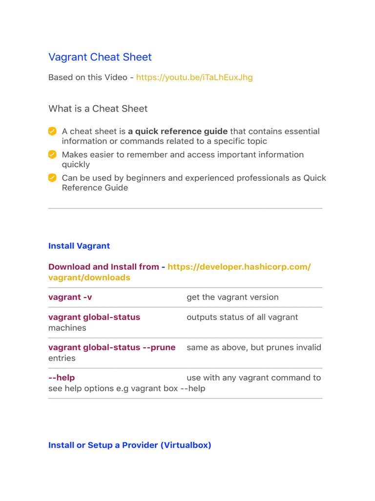 Vagrant Cheat Sheet | PDF