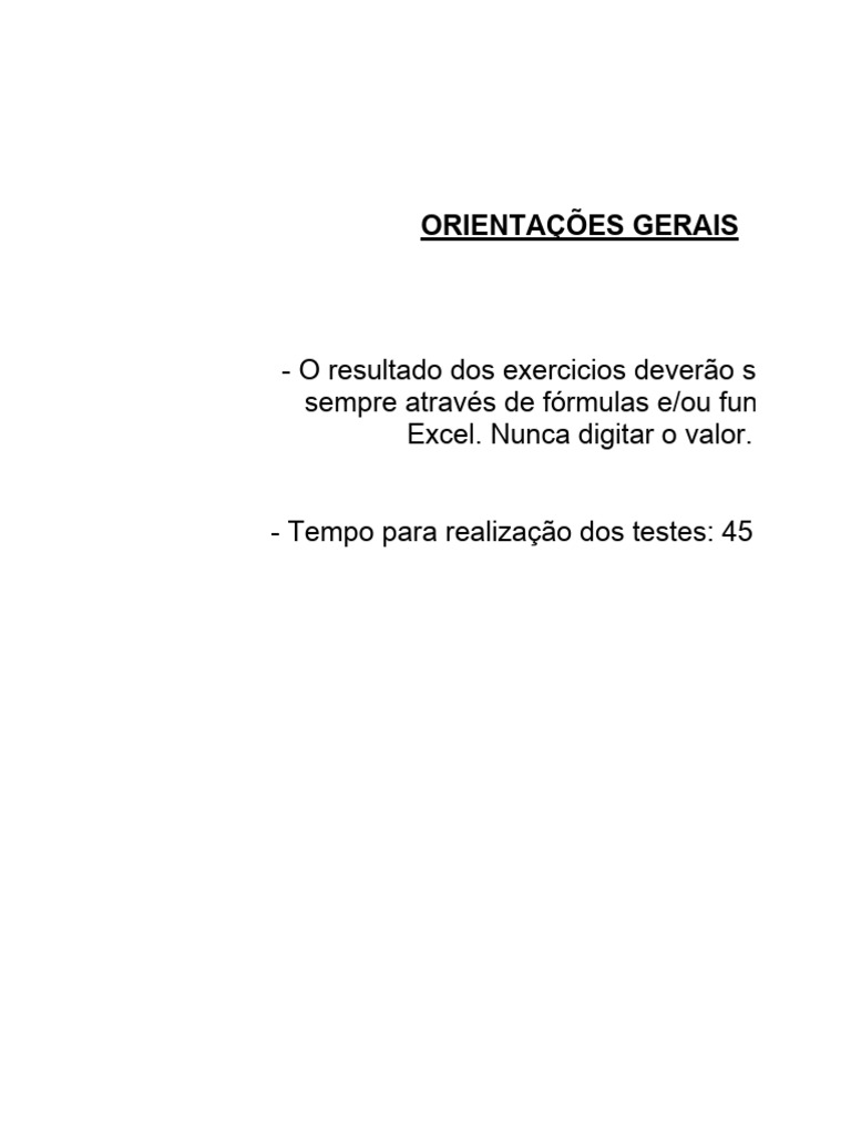 Teste Excel - Intermediário | PDF Teste Excel - Intermediário | PDF