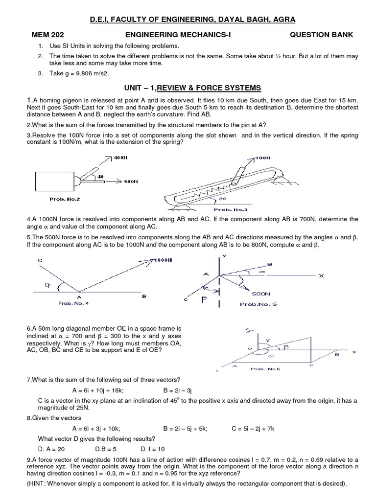 QB-em-1 - Mem202 | PDF | Euclidean Vector | Belt (Mechanical)