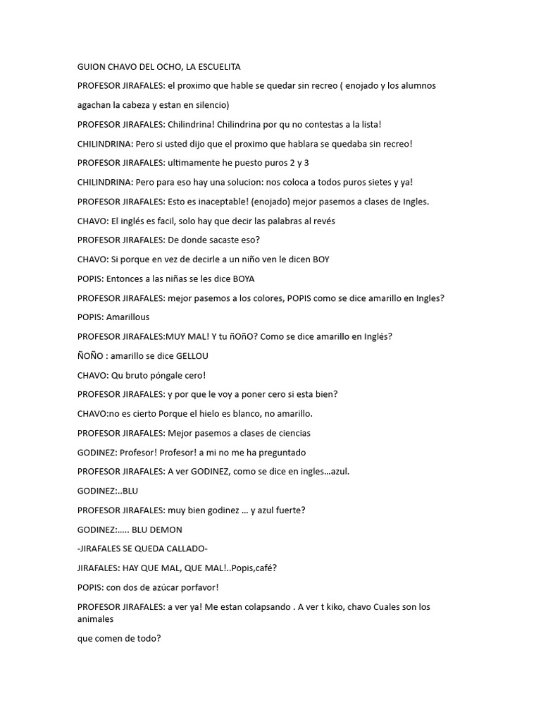 Guion Chavo Del Ocho | PDF