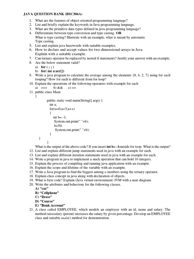 Java Question Bank-Iat1 | PDF