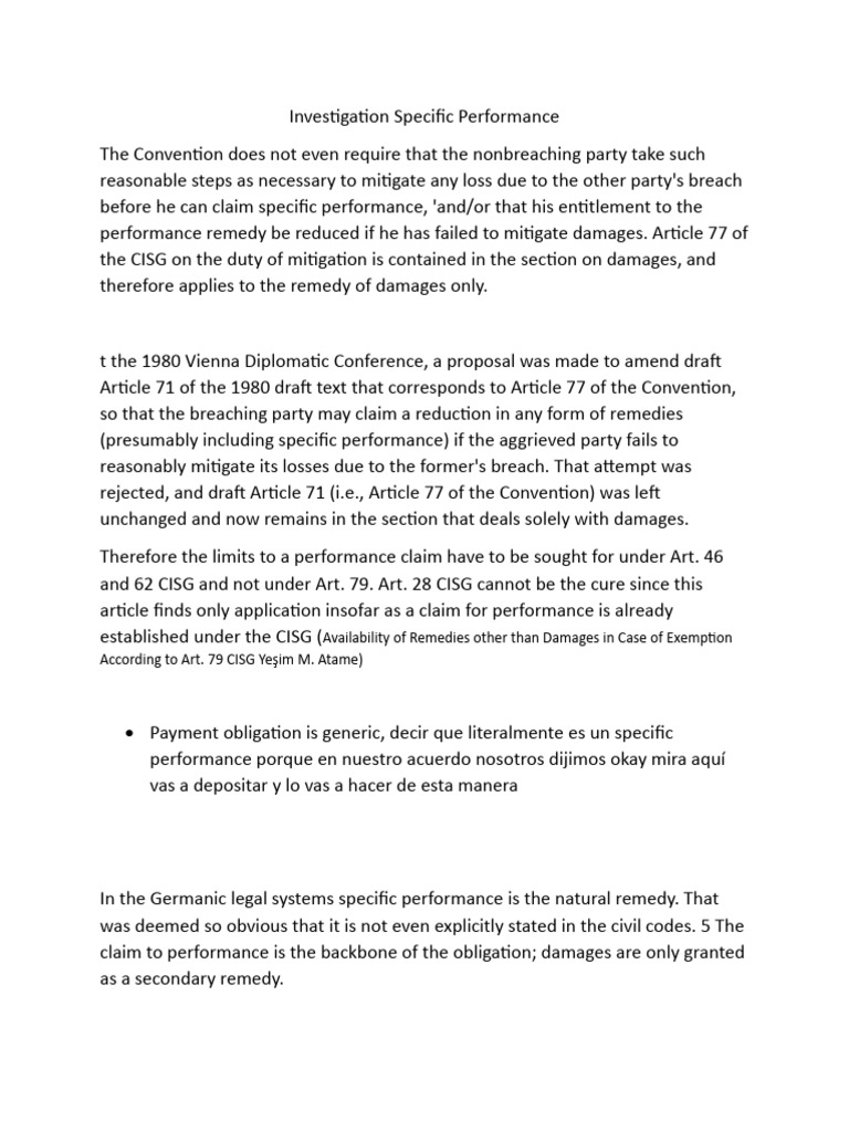 Investigation Specific Performance | Download Free PDF | Specific ...