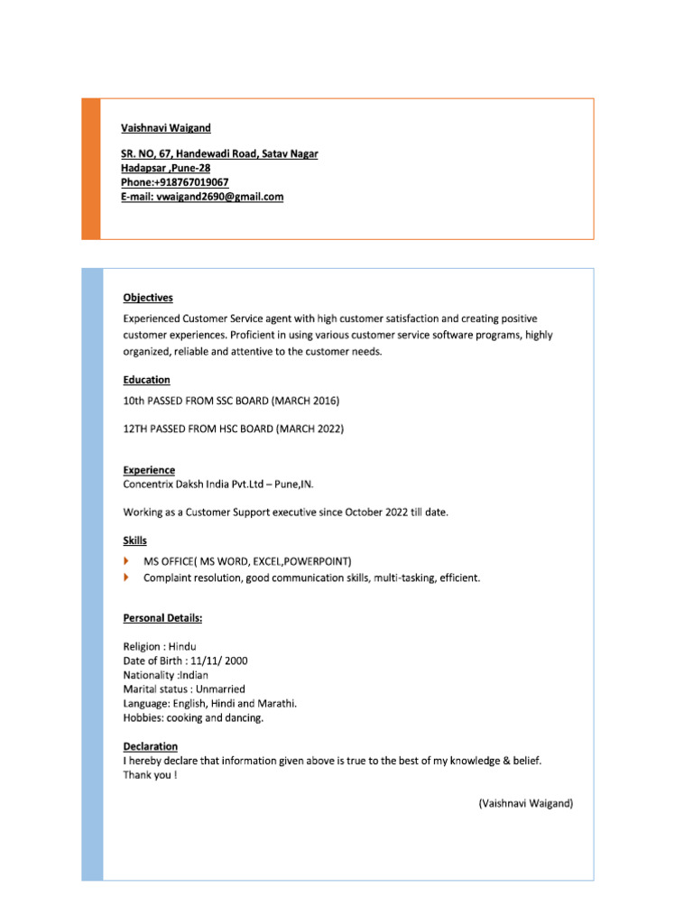 Resume CSA Final | PDF
