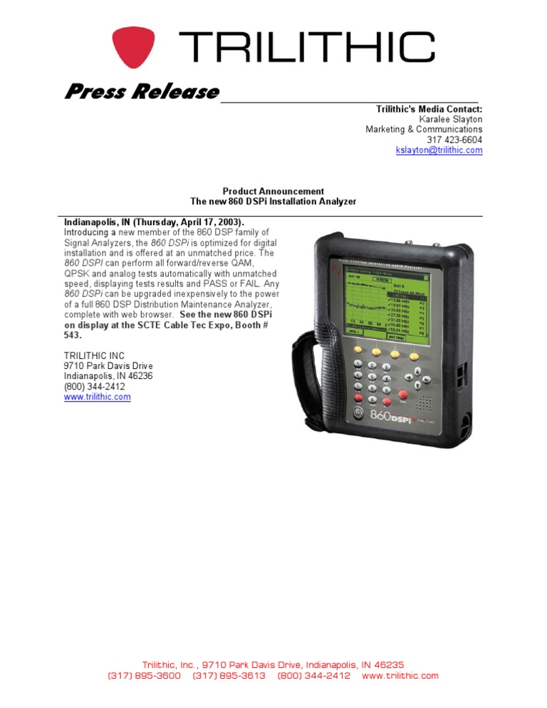 New 860 DSPi Installation Analyzer Launch | PDF
