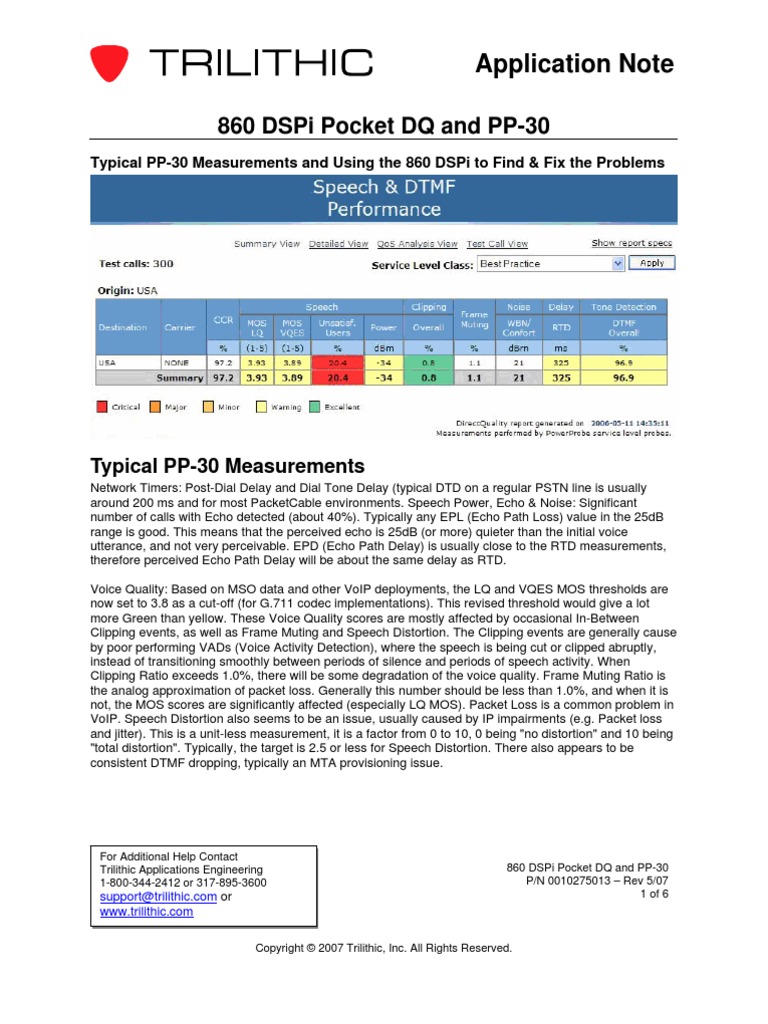 860 Dspi Pocket DQ and PP 30 Appnote | PDF | Voice Over Ip | Quality Of ...