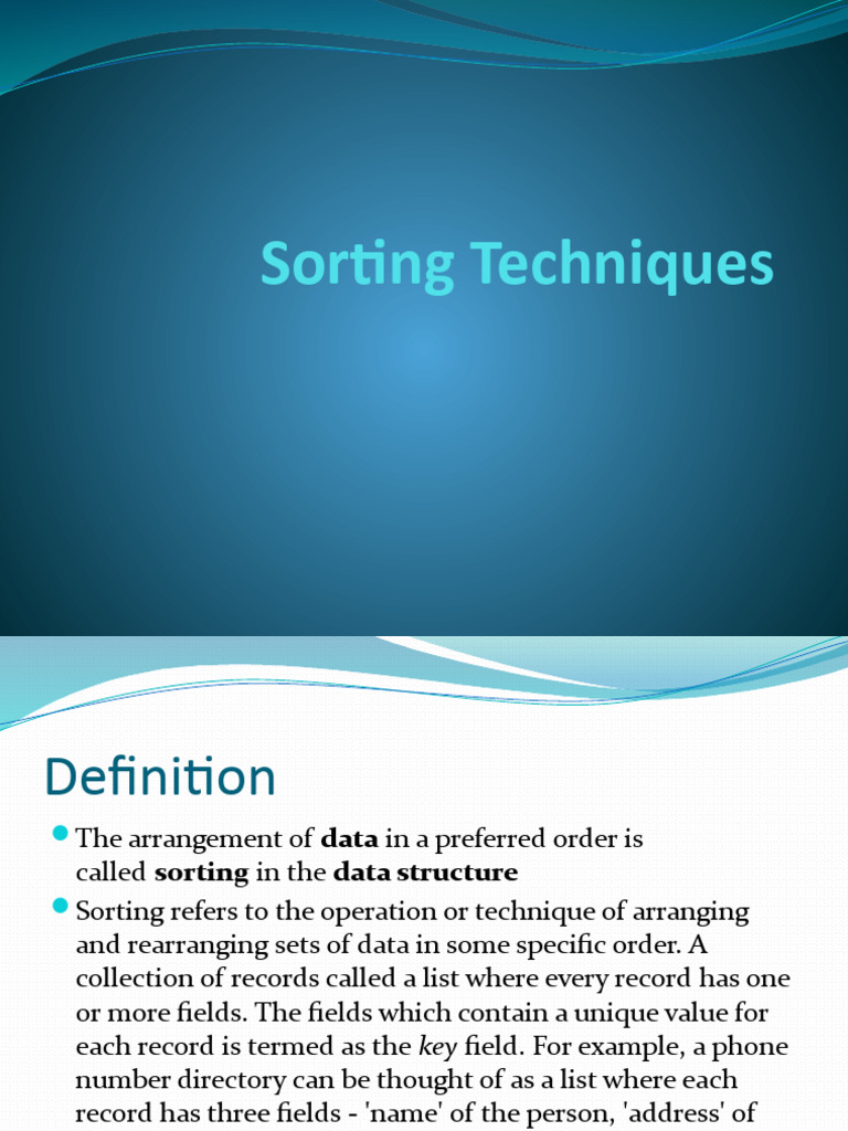 Sorting Techniques | PDF Sorting Techniques | PDF