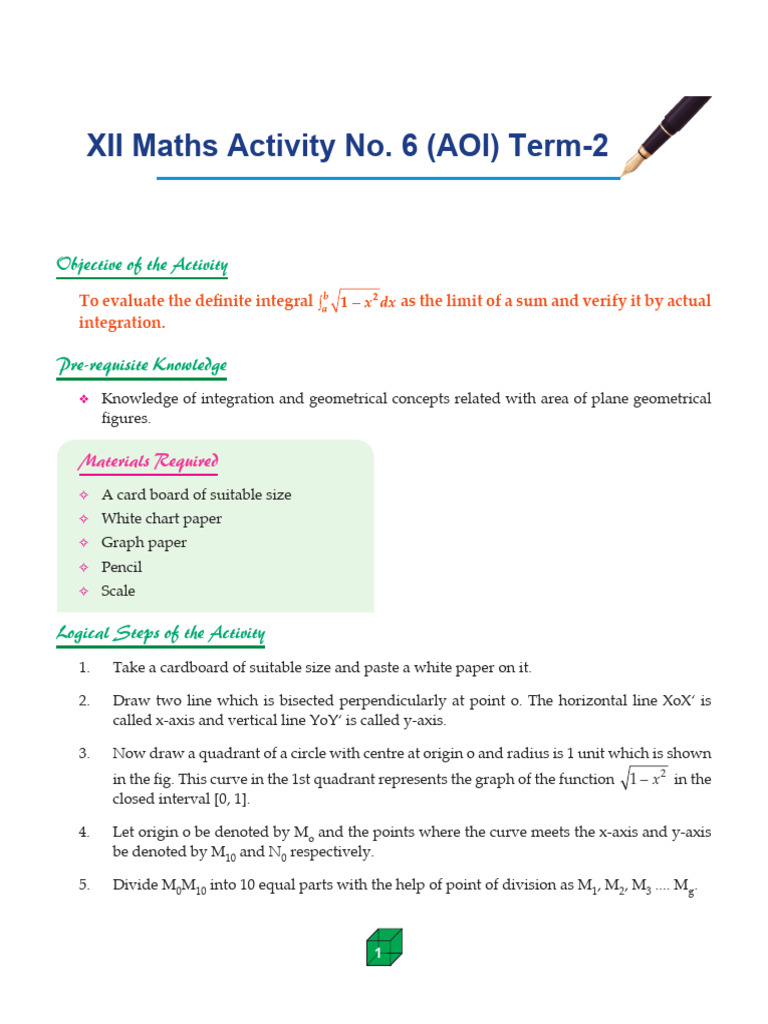 Xii Maths Activities For Term-2 Act No. 6-10 | PDF | Teaching Methods & Materials