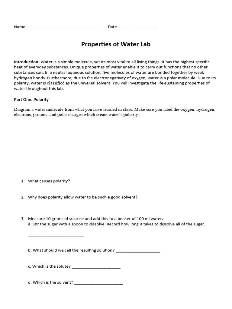 Properties of Water | PDF | Water | Chemical Polarity