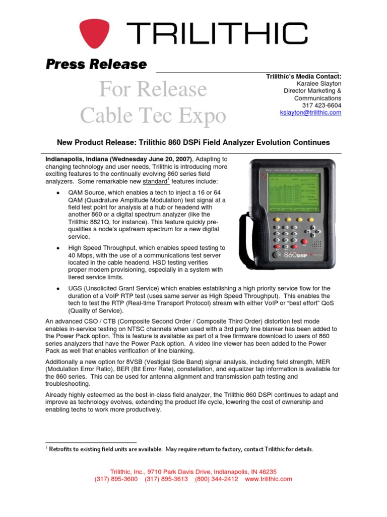 Trilithic 860 DSPi Field Analyzer Upgrade | PDF