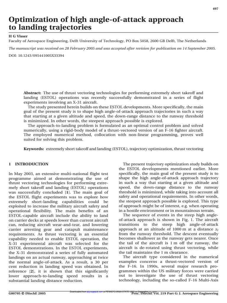 Optimization of High Angle-Of-Attack Approach To Landing Trajectories | PDF