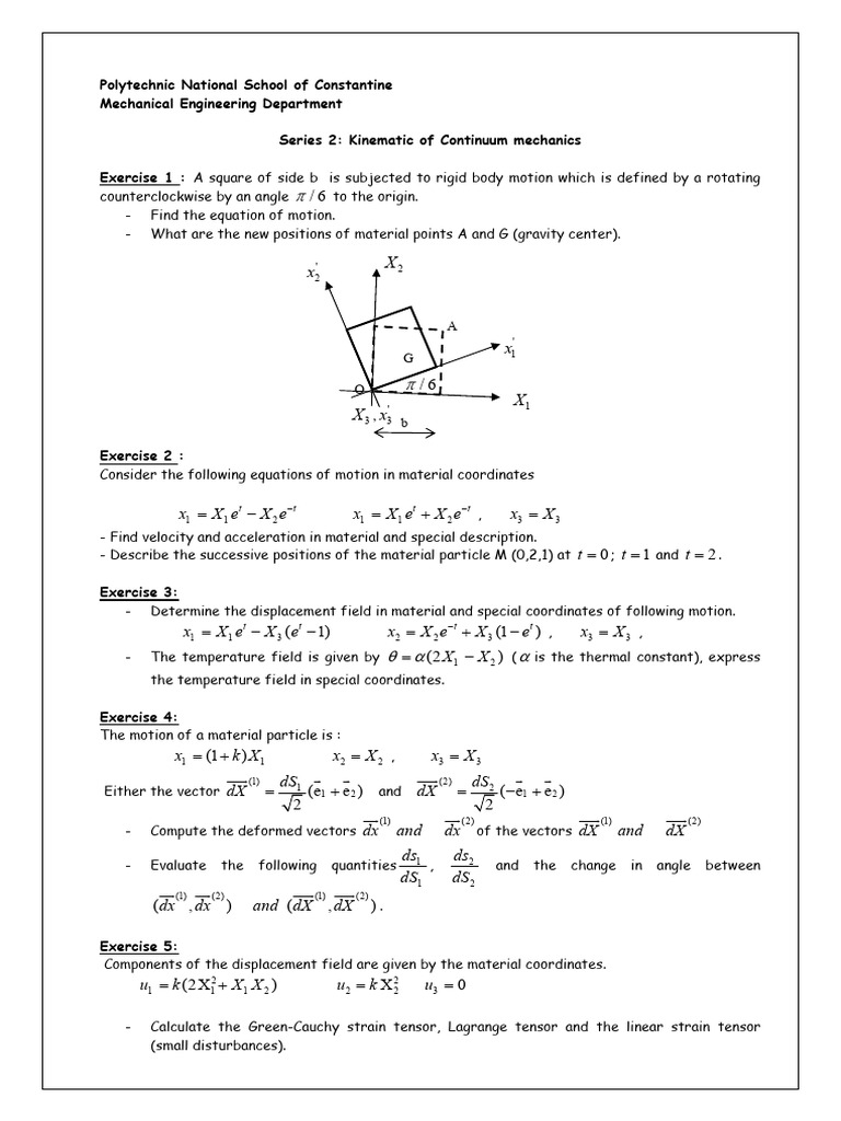 Kinematics and Strain Analysis Exercises | PDF