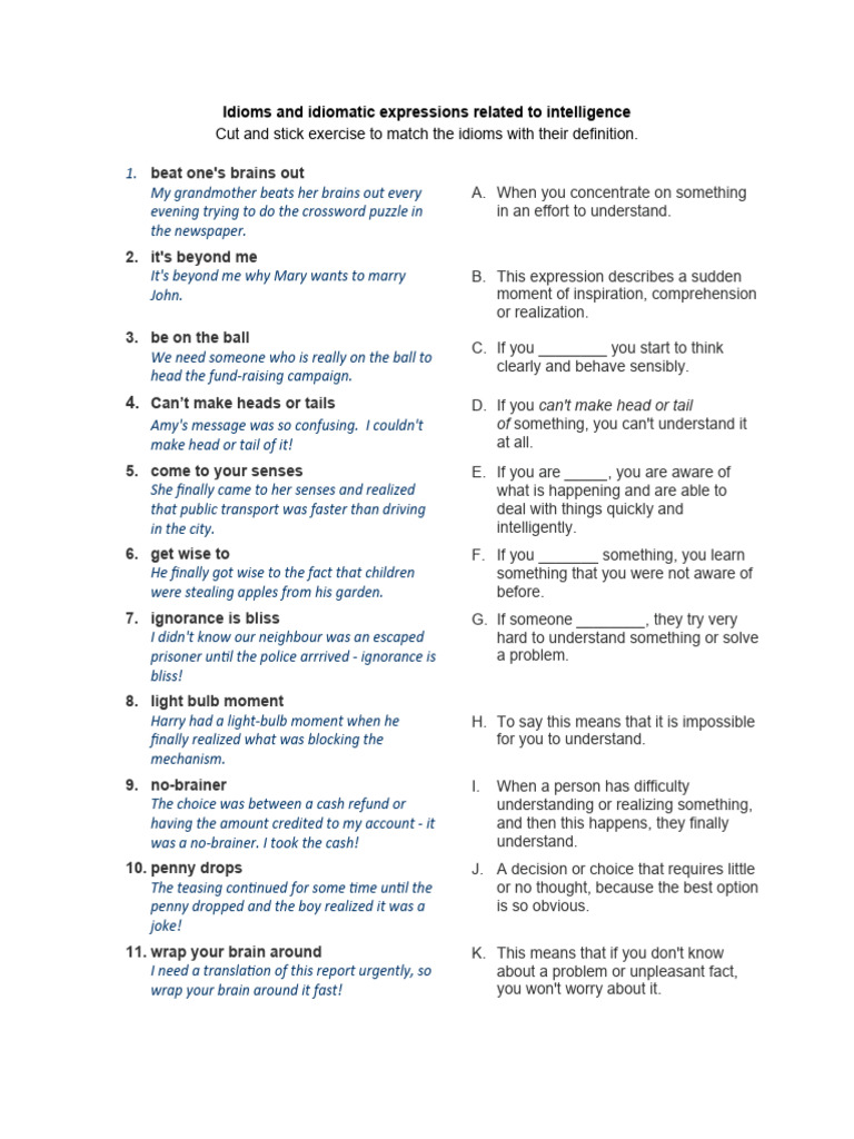 Unit 12 Ability Intelligence Idioms | PDF