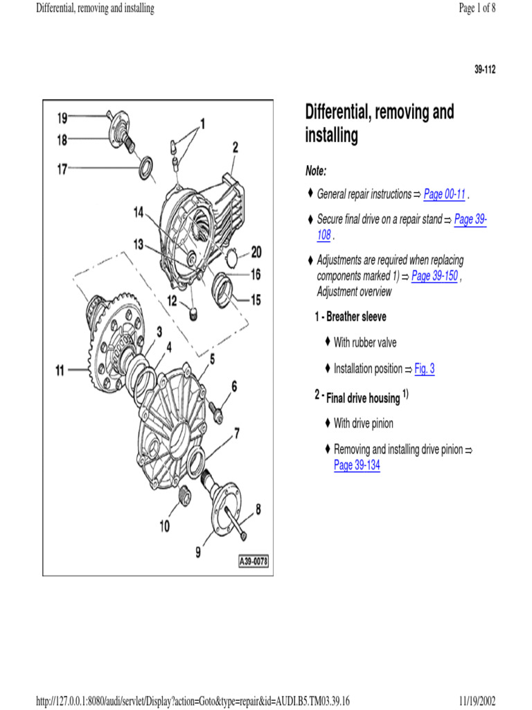 39-112 Final Drive Differential Remove & Install | PDF