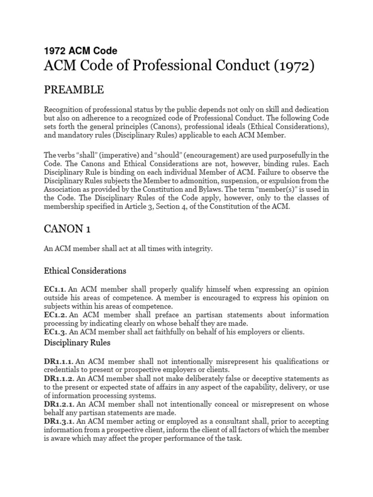 1972 ACM Code | PDF