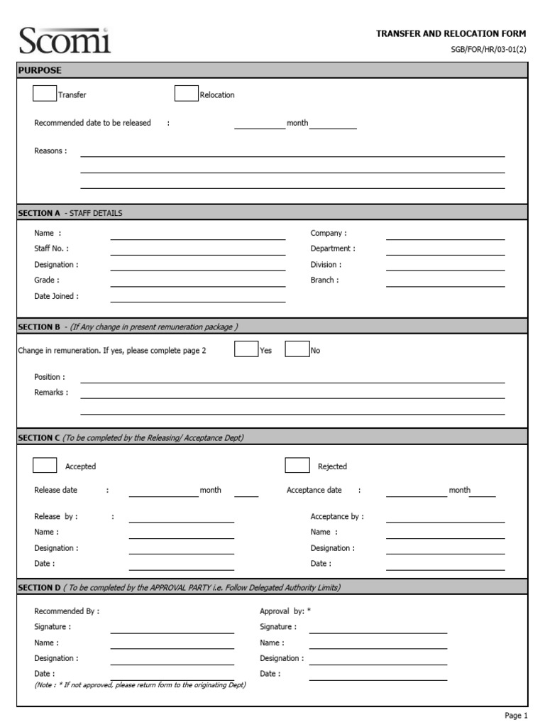 HR - Transfer and Relocation Form | PDF | Salary | Economies