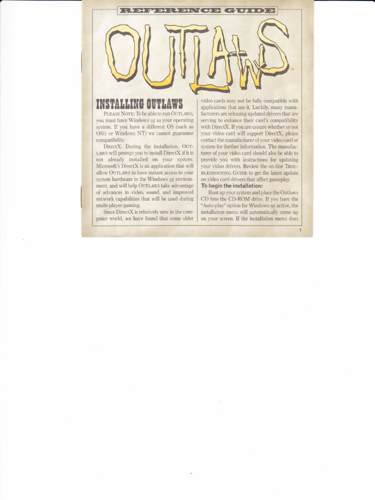 Outlaws 1997 Lucasarts Reference Guide | PDF