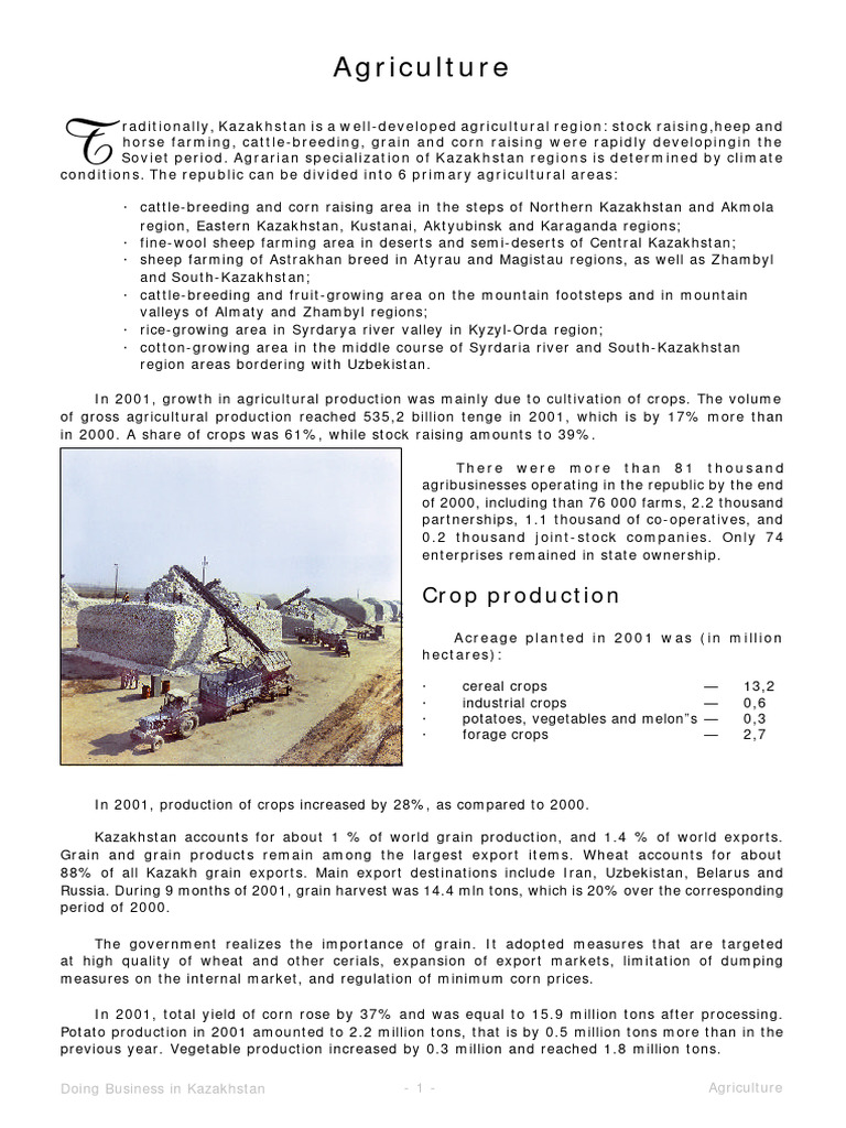 Agriculture | PDF | Agriculture | Kazakhstan