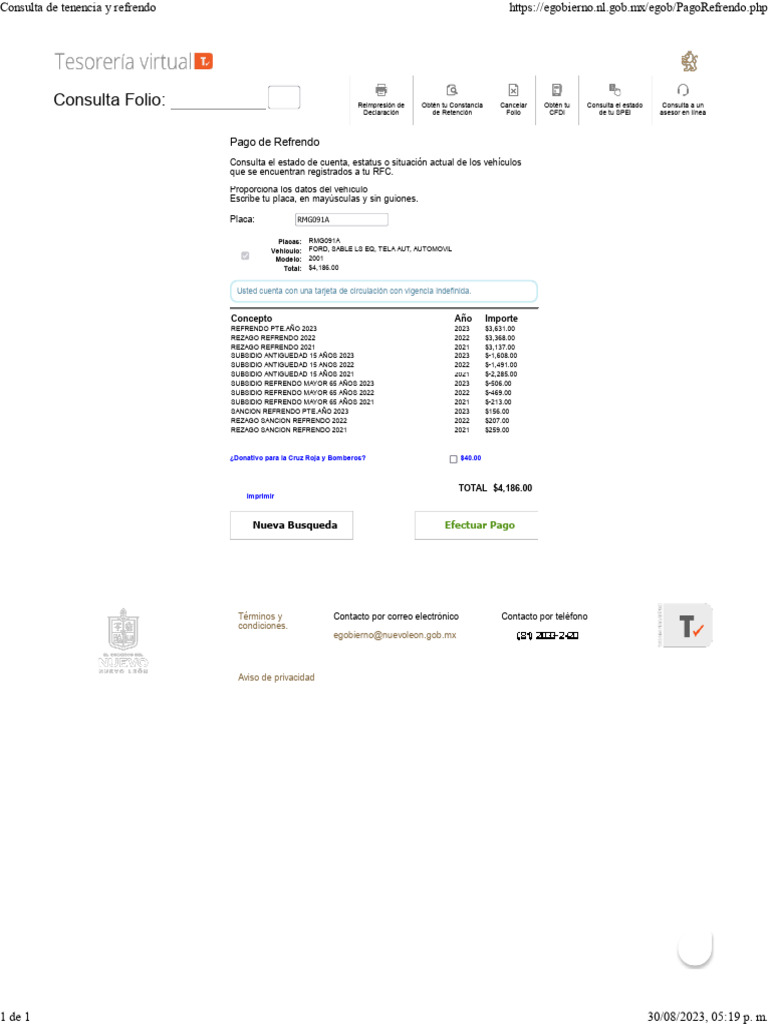 Consulta de Tenencia y Refrendo | PDF