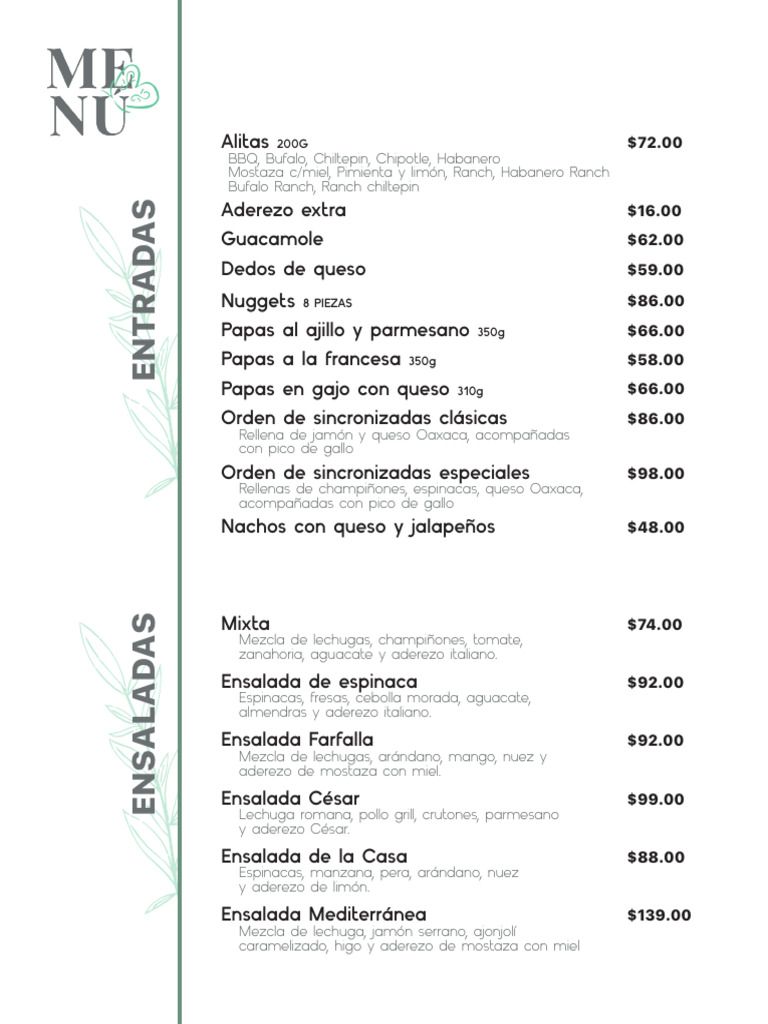 Menu Farfalla | PDF