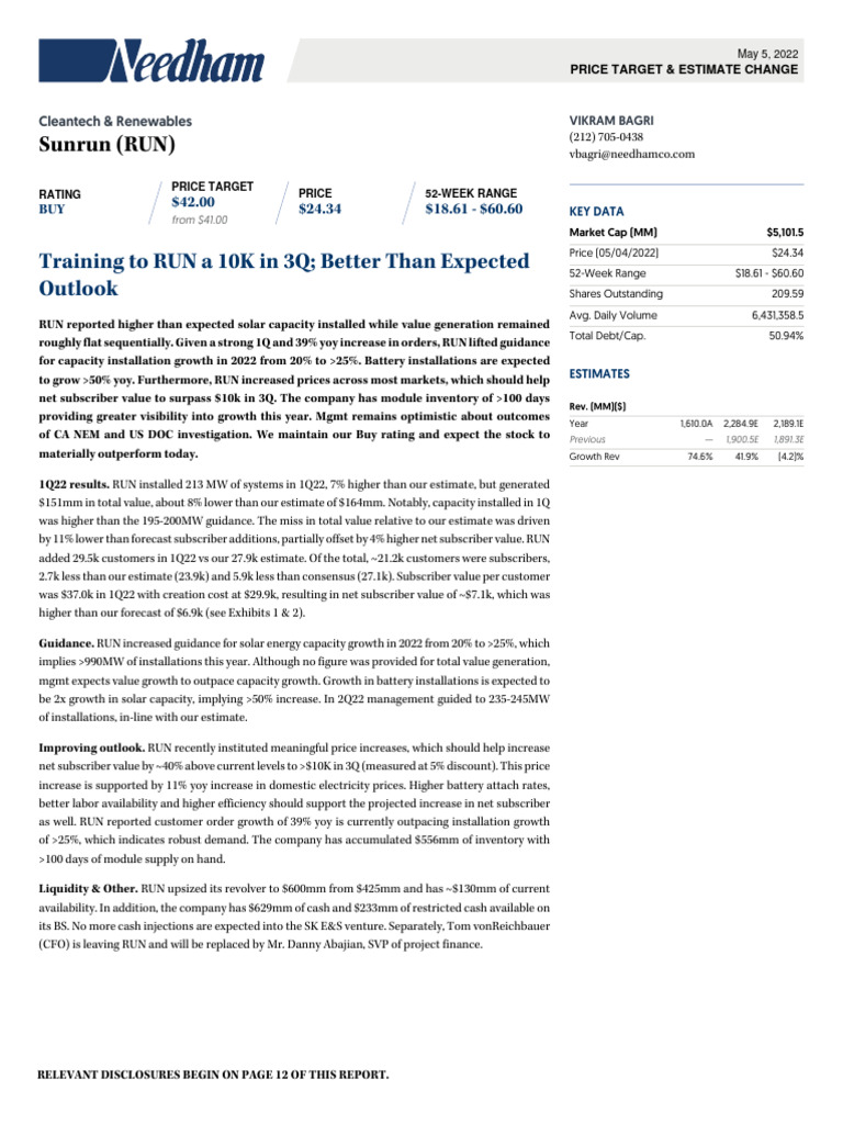 Needham RUN Training To RUN A 10K in 3Q - Better Than Expected Outloo | PDF | Finance & Money ...