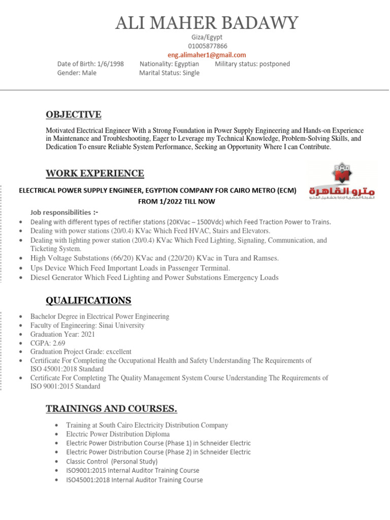 Electrical Engineer Profile | PDF